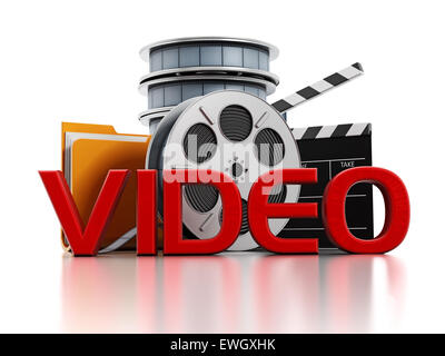 video player icon and text on the wall, 3D illustration Stock Photo - Alamy