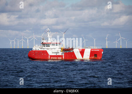 Offshore guard vessel, Vos Trapper, guarding the DolWin Alpha offshore ...
