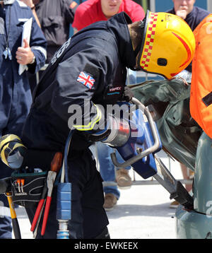 Cardiff, Wales, UK. 28th June, 2015. Seven Fire crews from acroos the ...