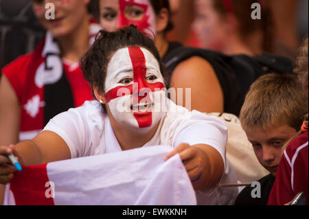 Spectators react following the World Cup Group A soccer match between ...