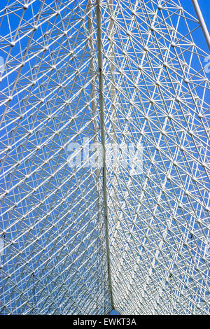 The white metal framework structure of the Kobe Maritime Museum. The ...