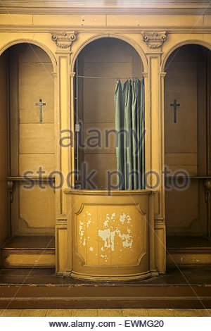 Confession Confessional box booth inside St Marys Church, Gdansk Stock ...