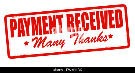 RECEIVED WITH THANKS red rubber stamp over a white background Stock ...