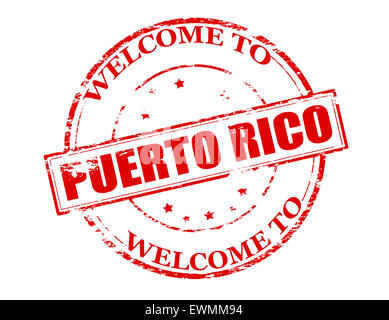 welcome to Puerto Rico red round ribbon stamp Stock Photo - Alamy