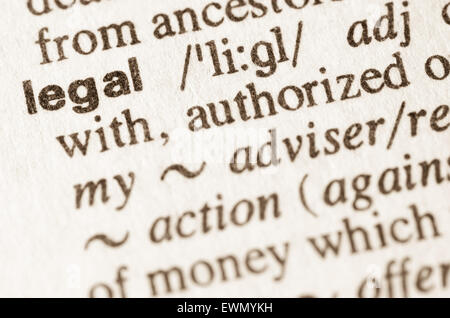 Definition of word legal in dictionary Stock Photo - Alamy