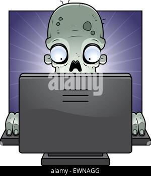 A cartoon zombie in front of a computer screen Stock Vector Image & Art ...