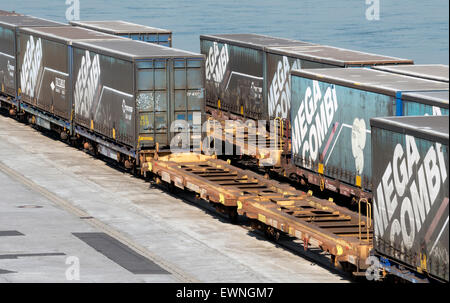 Mega Combi rail freight wagons, Germany Stock Photo - Alamy