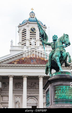 Place Royale, Godefroid de Bouillon statue, Brussels, Brabant, Belgium ...