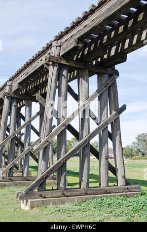 Disused Railway bridge over Namoi River and flood plain Manilla NSW ...