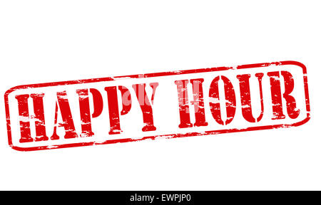 Stamp with text happy hour inside, illustration Stock Photo - Alamy