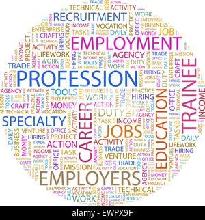 Job, employment and career tag cloud with words, icons and concepts ...