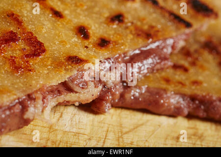 red bean and cheese pupusa, a typical street food from Honduras and El ...