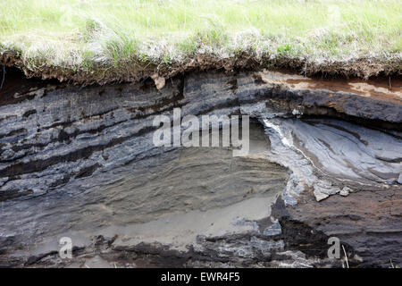 soil strata cross section including layers of volcanic ash Iceland ...