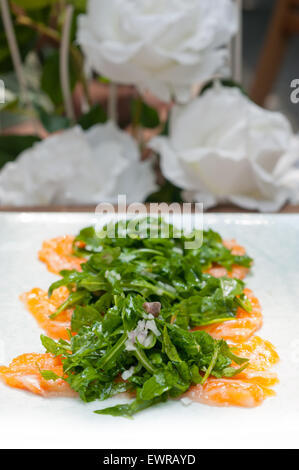 Sushi roll with salmon, shrimps and rice roll on table Stock Photo - Alamy