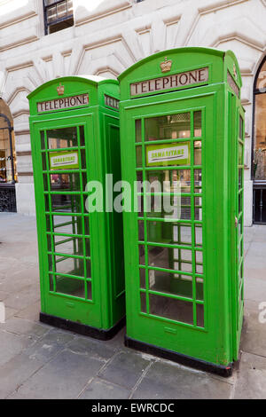 Green Telephone Boxes in the City of London, London, England, UK Stock ...