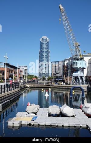 No 1 Gunwharf Quays ('lipstick building') on the left, Portsmouth ...