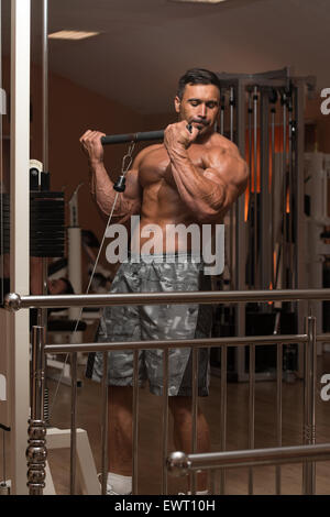 Mexican Bodybuilder Doing Heavy Weight Exercise For Biceps Stock Photo ...