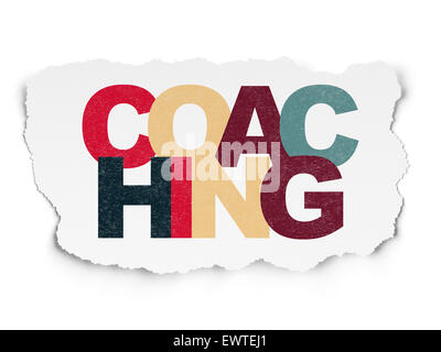 Education concept: Coaching on Torn Paper background Stock Photo - Alamy