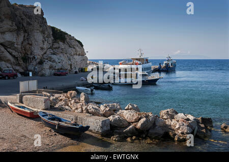 Port at Kamiros Skala (ferry to Halki), Rhodes (Rodos), The Dodecanese ...