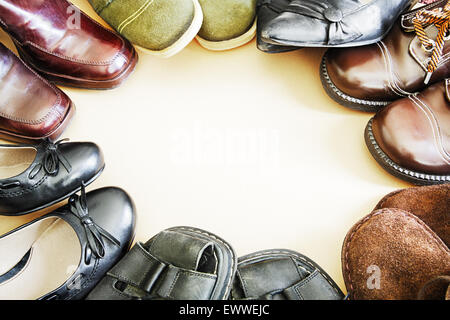 Various shoes arranged in a circle Stock Photo - Alamy
