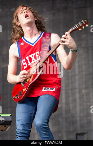 Daniel Tichenor of Cage The Elephant performs ahead of the Oasis Live ...