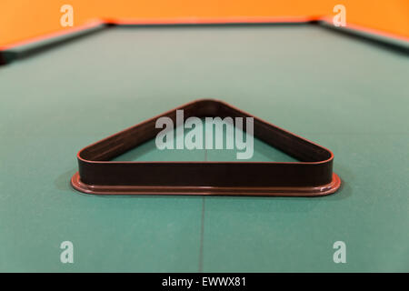 Empty Triangle Standing on Pool Table Stock Photo - Alamy