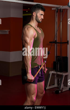 Powerful Muscular Man Exercising Triceps Stock Photo - Alamy