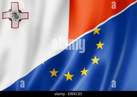 Mixed Maltese and european Union flag, three dimensional render ...