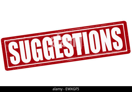 Stamp with word suggestions inside, illustration Stock Photo - Alamy