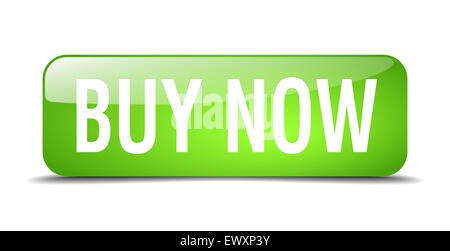 Buy green 3d realistic square isolated button Stock Photo - Alamy