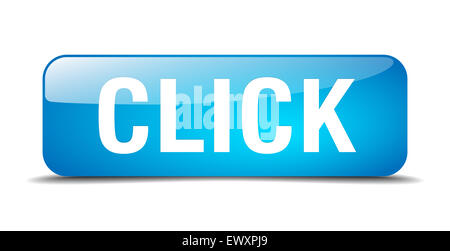 click here blue square 3d realistic isolated web button Stock Photo - Alamy
