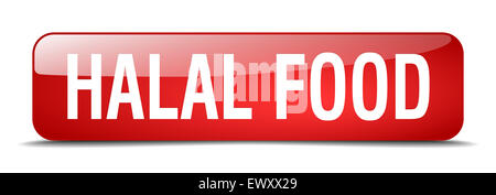 halal food red square isolated paper sign on white Stock Photo - Alamy