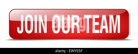 join our team red 3d realistic paper speech bubble Stock Photo - Alamy