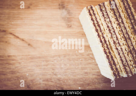 crisp and tasty wafers on a natural wood surface Stock Photo - Alamy