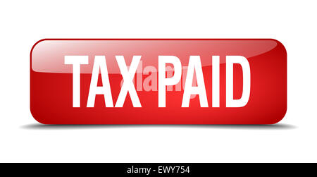 paid red square 3d realistic isolated web button Stock Photo - Alamy