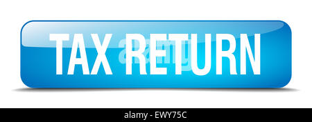 return blue square 3d realistic isolated web button Stock Photo - Alamy