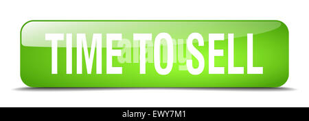 Time to sell green 3d realistic square isolated button Stock Photo - Alamy