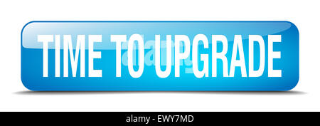 upgrade blue square 3d realistic isolated web button Stock Photo - Alamy
