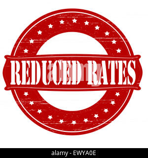 Stamp with text reduced rates inside, illustration Stock Photo - Alamy
