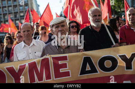 Supporters of the Greek Communist Party KKE during a demonstration ...