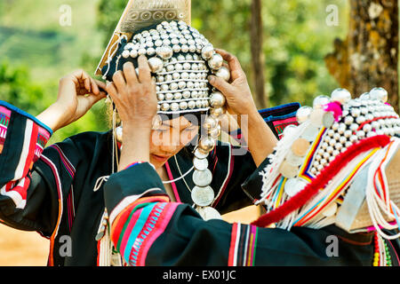 young akha woman in traditional clothing in northern thailand Stock ...