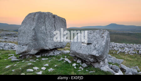 Ingleborough and Glacial Erratics on Keld Head Scar above Kingsdale in ...