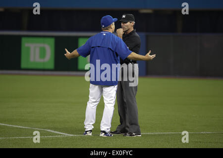 Toronto Blue Jays manager John Schneider talks to the media before a ...