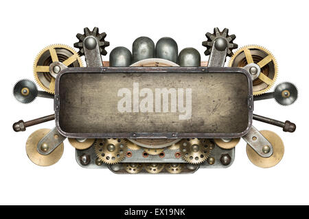 Stylized mechanical collage. Made of metal gears and textures Stock ...