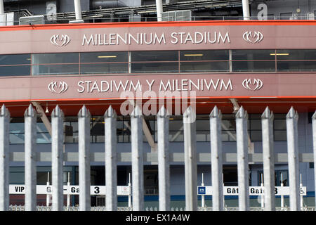 Entrance gates at the Millennium / principality stadium Cardiff Wales ...