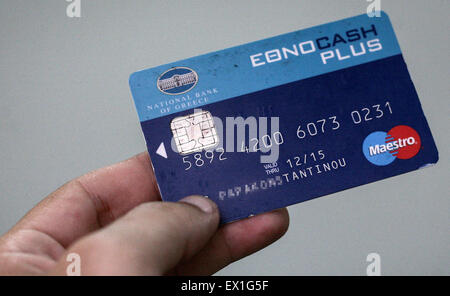 Athens, Greece. 03rd July, 2015. ILLUSTRATION - A man holds a credit ...