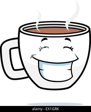 Cartoon cup of tea with happy smiling face isolated on white Stock ...