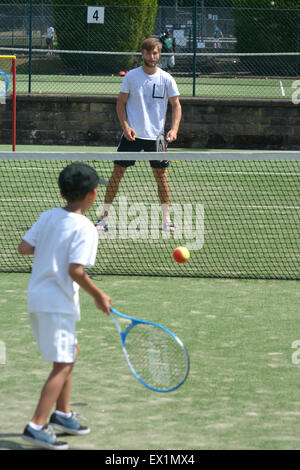 Liam Broady in action on day One of the Wimbledon Championships at the ...