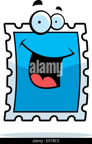 A cartoon postage stamp smiling and happy Stock Vector Image & Art - Alamy