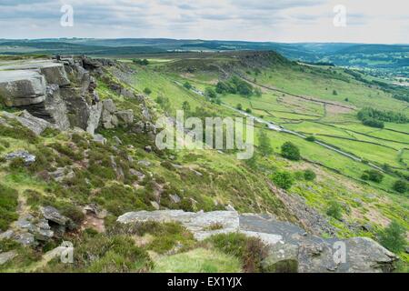 View from Curbar Edge looking towards Calver, Dark Peak, Peak District ...